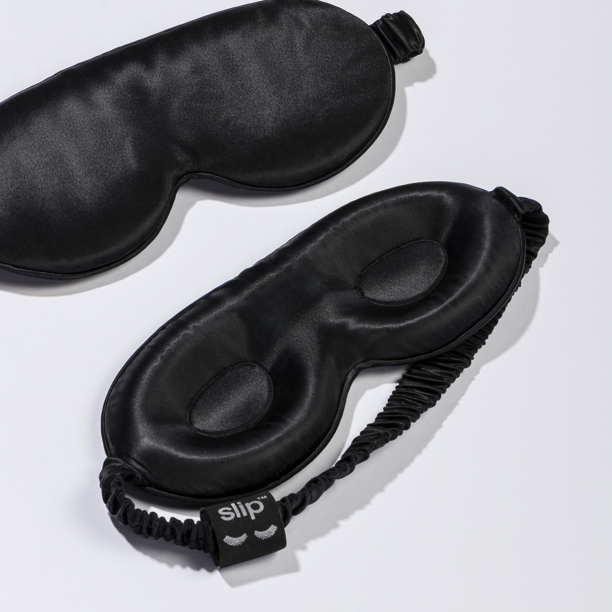 slip Contour Sleep Mask | 100% Pure Mulberry Silk, Ultra Soft | Contoured Design, Prevents Eye Pressure | Adjustable Strap, Ideal for Travel - Black