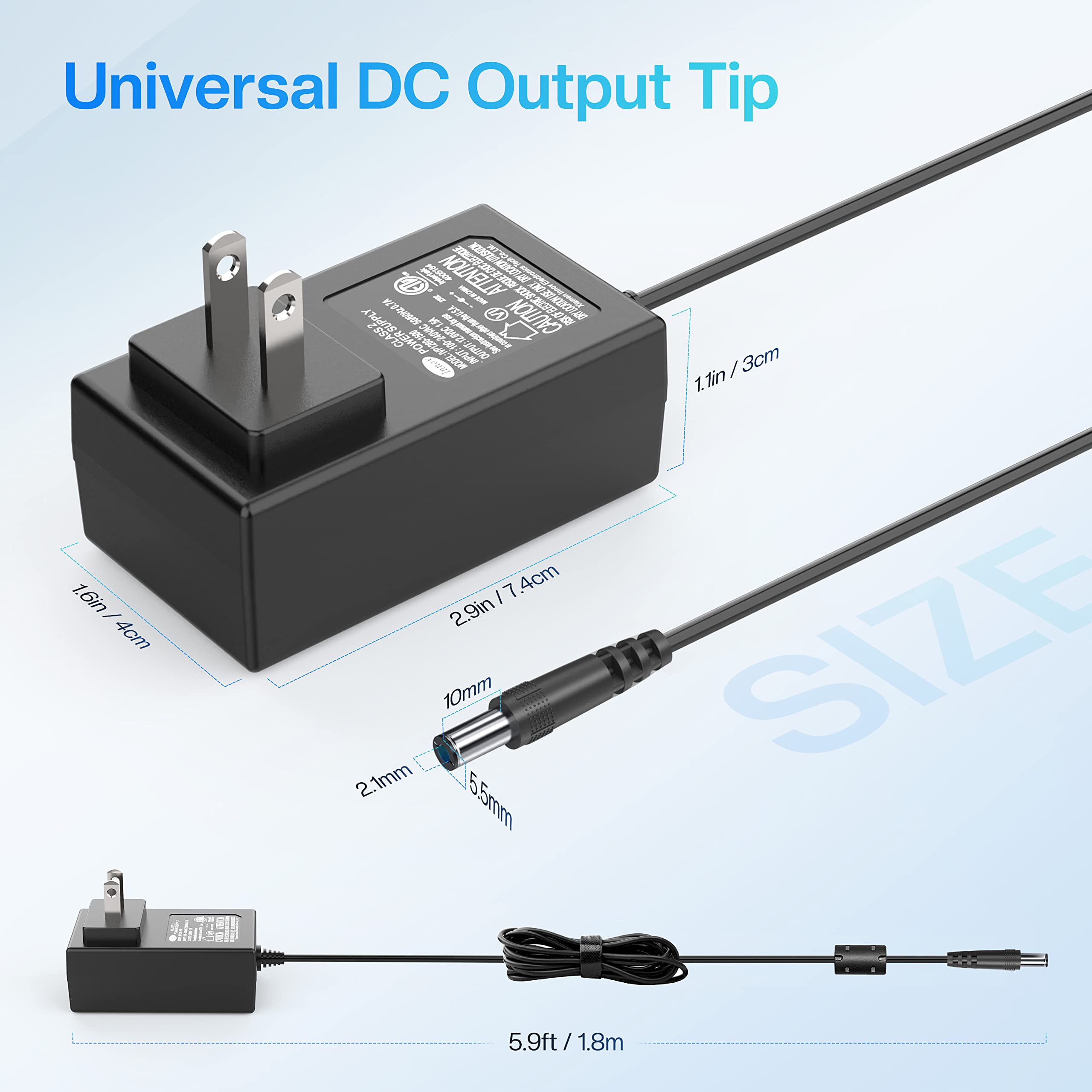 12.6V 1.5A AC/DC Power Supply Adapter Charger,Adapter Power Cord Compatible with Snailax,Nekteck,Comfier Cordless Neck/Back(CF-6006C,CF-1902C),71 Inches Charging Power Cable
