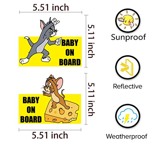 Baby on Board Sign for Car Kids Safety Baby on Board Stickers (2 Pieces) (Jerry)