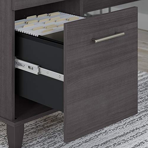Bush Furniture Somerset 60W L Shaped Desk with Storage in Storm Gray
