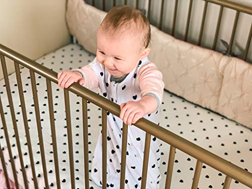 BaeBae Goods Crib Sheets for Baby Boys and Girls, 4 Pack, Soft and Breathable Jersey Knit Fitted Sheet Set, Cute Gender Neutral Nursery Mattress Bedding, Universal Fit (Gold Dots)