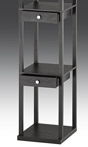 Adesso 3450-01 Murray Three Drawer Shelf Lamp, 72 in., 150W Incandescent/ 150W CFL, Black PVC Veneer on MDF, 1 Floor Lamp