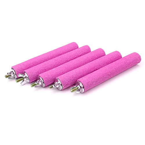 Alfie Pet - Fifer Sand Covered Perch 5-Piece Set for Birds - Color: Pink, Size: Large
