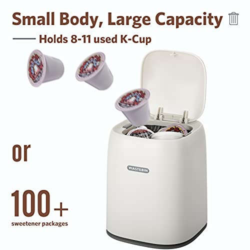 XCX Mini Countertop Trash Can with 3 Rolls of Trash Bags, Waste Can with Press Type Lid, 1.5 L / 0.40 Gal Wastebasket Trash Can Dispenser, Mini Bin for Coffee Table, Bathroom Vanity Top (White)