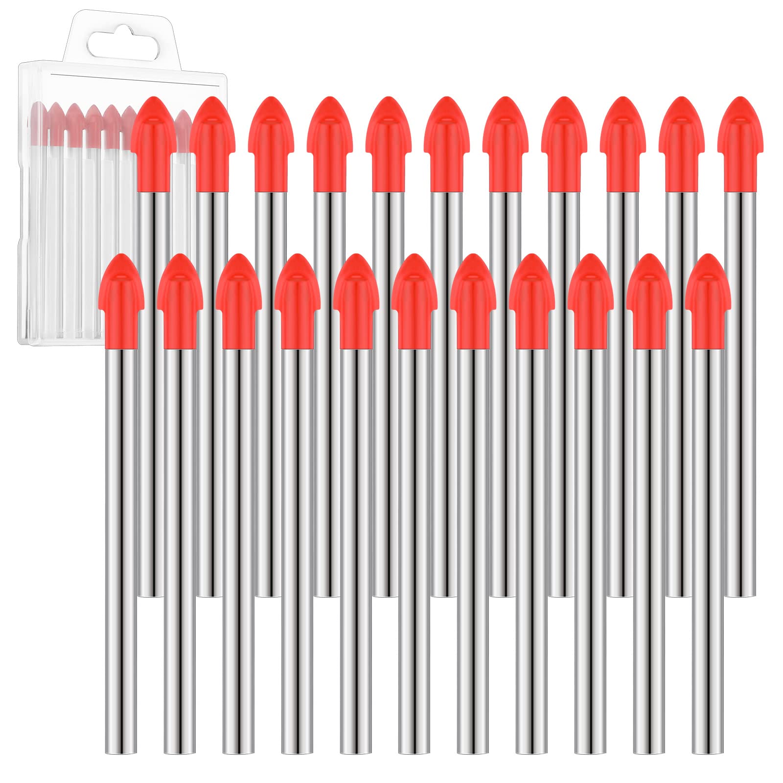 20 Pieces 6 mm tile drill bits Cemented Carbide Masonry Drill Bits for Glass Multi-material Concrete Drill Bit Cement Drill Bit Tile Bits Ceramic Carbide Drill Bit for Glass Plastic Brick Wall, Orange
