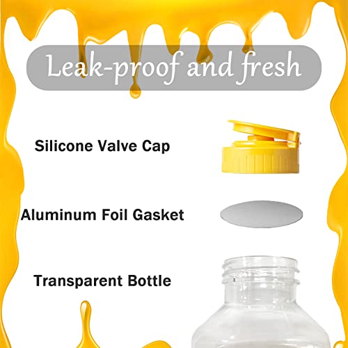 8 Pcs 16 Oz Plastic Honey Jar,Clear Plastic Squeeze Honey Bottles,Empty Squeeze Honey Bottle Container Holder with Flip Lid for Easy Storing and Dispensing