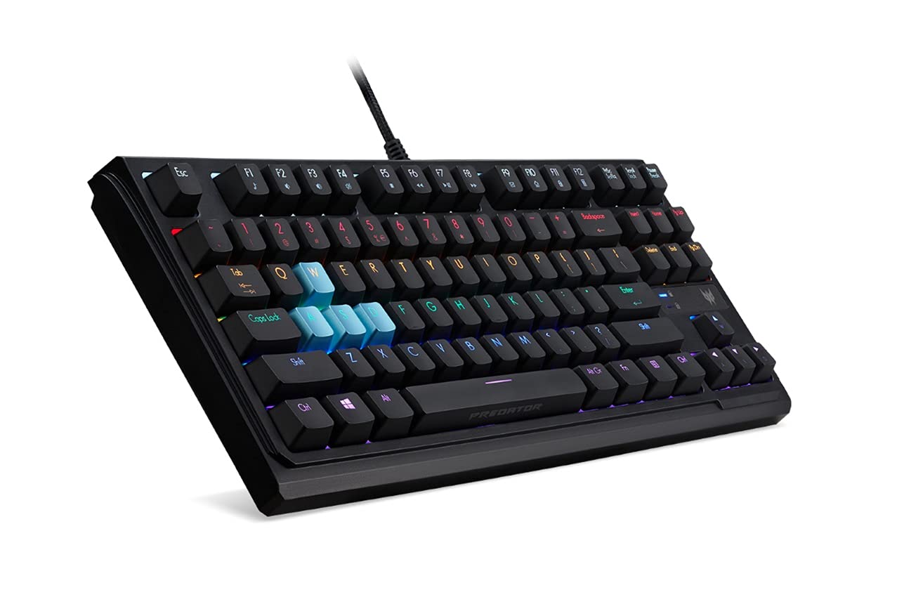Acer Predator Aethon 301 TKL Gaming Keyboard - Gateron Blue Switches | 6 Zone Backlit LED Color Keys | 7 Level Brightness | 8 Preset Lighting Modes