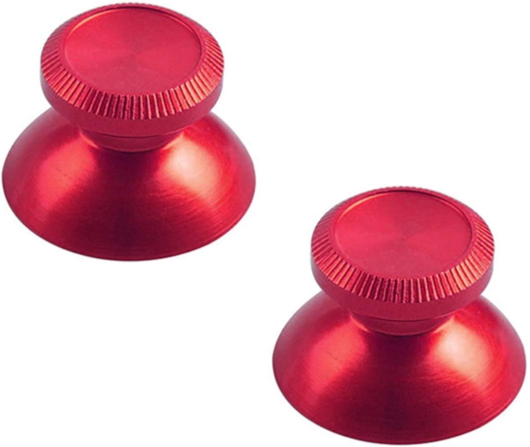 2PCS Aluminum Metal Analog Joystick Thumbstick Rocker Mushroom Caps Button for PS4 Xbox One Replacement (Red)