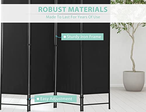 4 Panel, 6FT Room Dividers and Folding Privacy Screens, Freestanding Room Dividers with Steel Frame for Home Office Dorm Hotel Separation, Portable Wall Divider for Room Separation