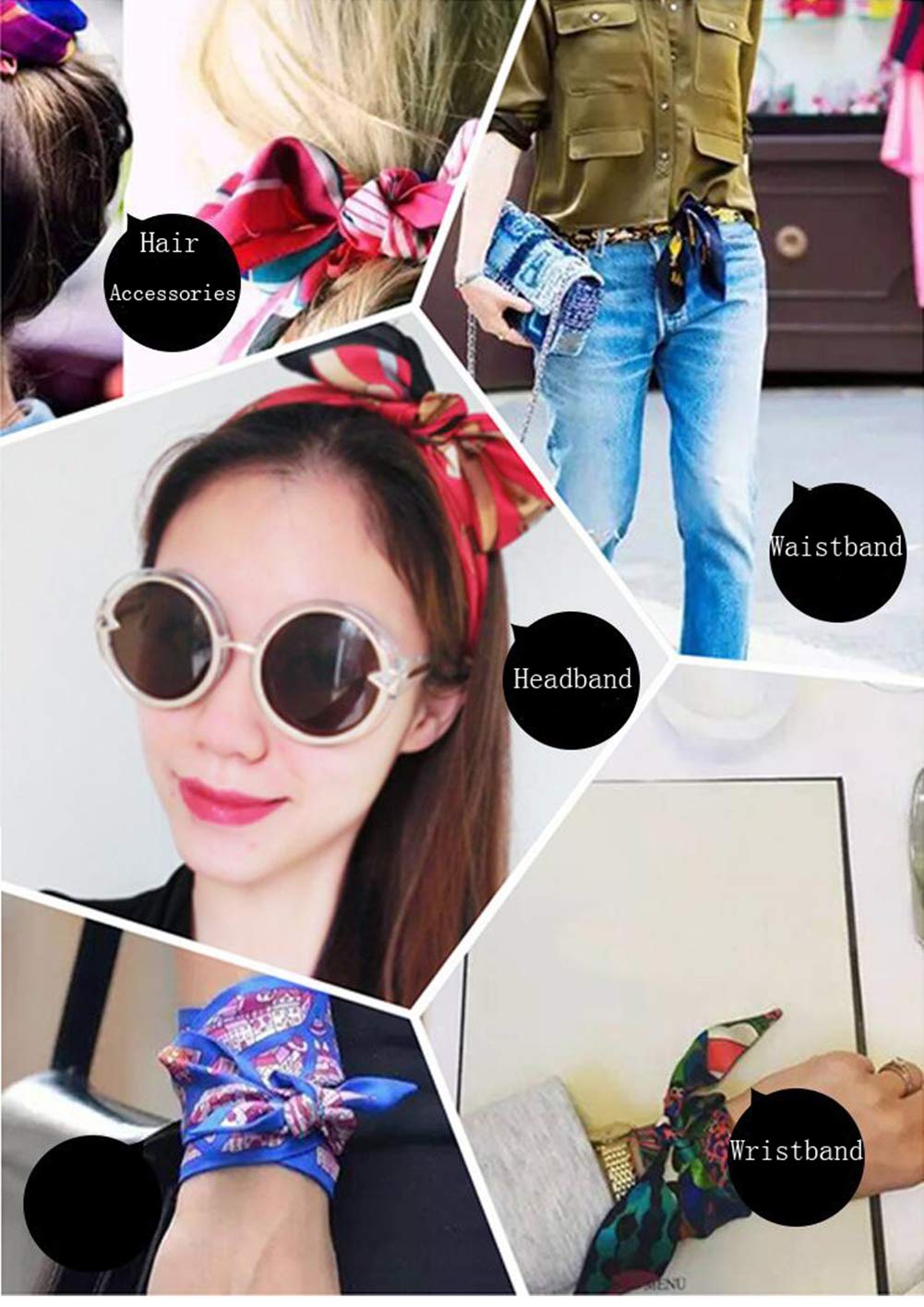 10PCS Silk Feeling Satin HeadScarf Neck Hair Small Square Scarf Color Random