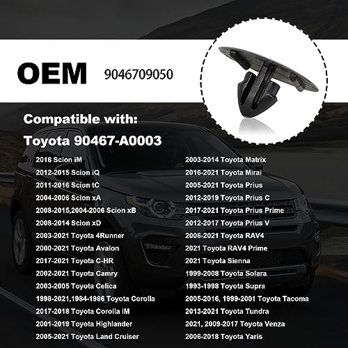 25pcs Hood Insulation Retainer Clip Compatible with Toyota Camry 4Runner Tacoma Tundra Lexus ES GS 9046709050 90467A0003