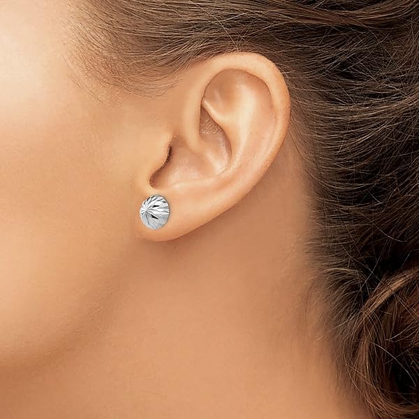 14K White Gold Half Ball Stud Earrings