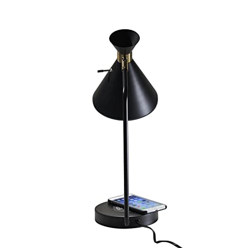 Adesso 4507-01 Maxine Desk Lamp Wireless Charging, 7W LED, 5W QI, USB Port, Indoor Lighting Lamps