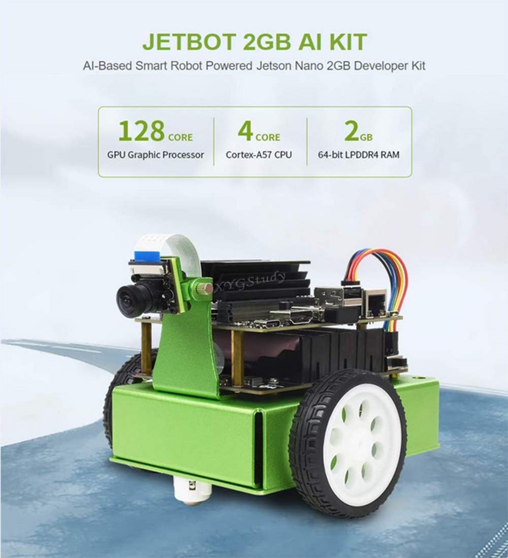 Add-ons Acce for Jetson Nano 2GB Developer Kit Only to Build AI Smart Robot JetBot with Front Camera Eye and ROS Nodes Code WiFi Wireless Facial Recognition Object Tracking Self Driving @XYGStudy