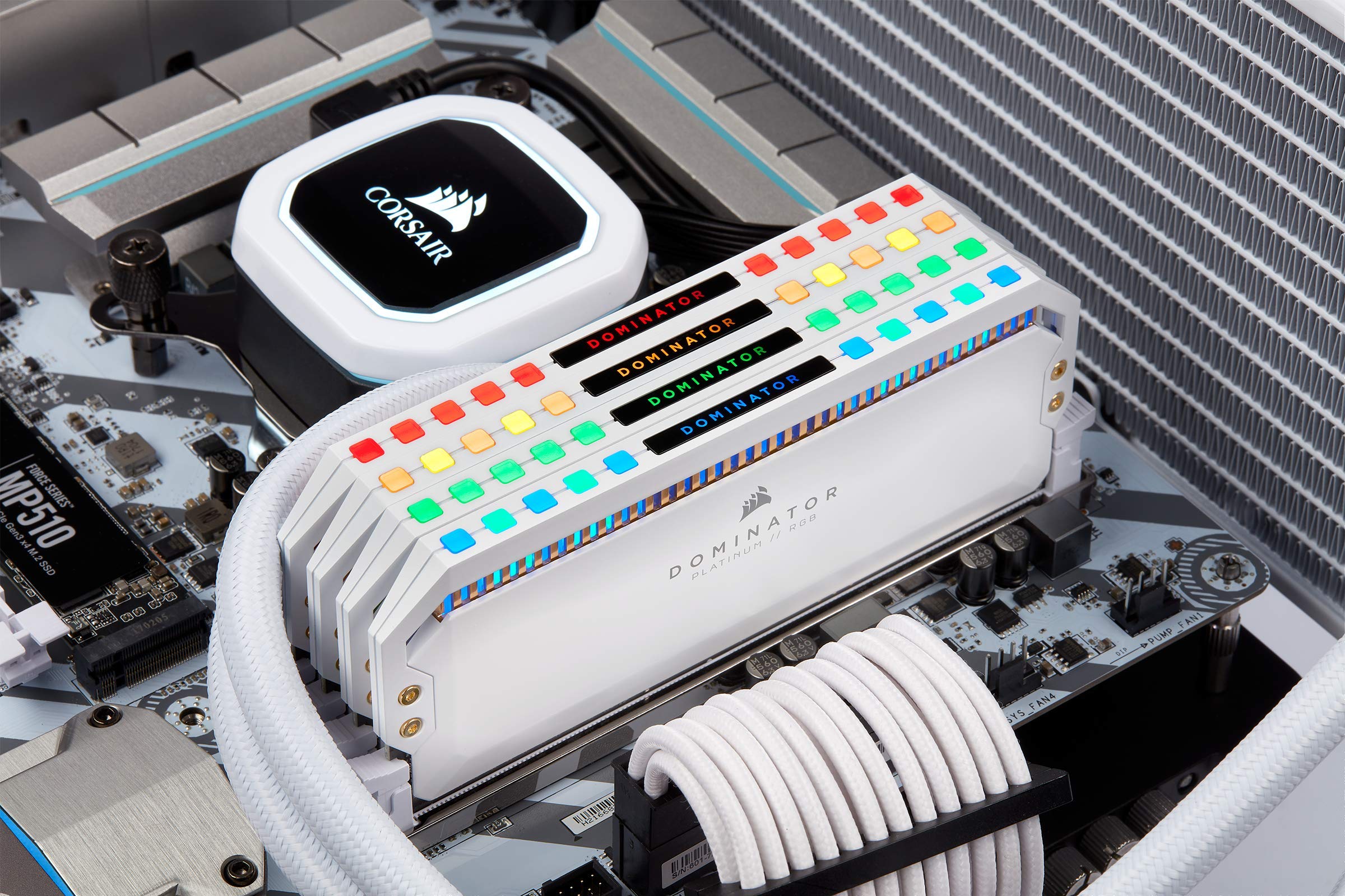 Corsair Dominator Platinum RGB 64GB (4x16GB) DDR4 3200MHz C16 Desktop Memory (12 Ultra-Bright CAPELLIX RGB LEDs, Patented Dual-Channel DHX Cooling Technology, Intel XMP 2.0 Support) White