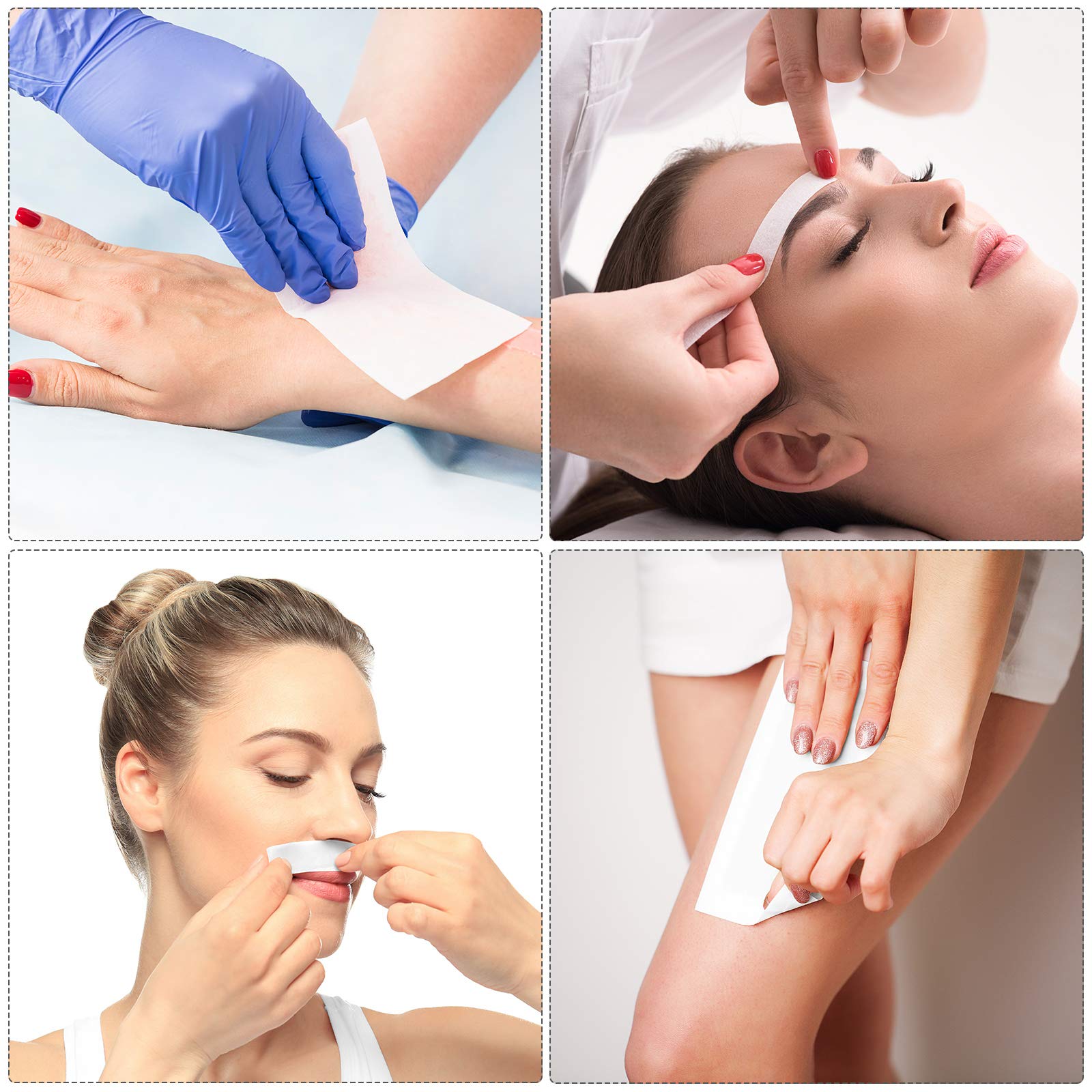 400 Non-Woven Waxing Strips for Facial, Body, and Bikini Hair Removal (White)