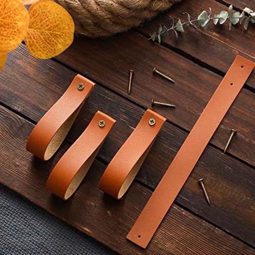 8 Pcs Wall Hooks Wall Hanging Straps Pu Leather Curtain Rod Holder Towel Holders for Wall Faux Leather Strap Hanger Wall Mounted Hooks for Towel Bathroom Kitchen (Yellow)