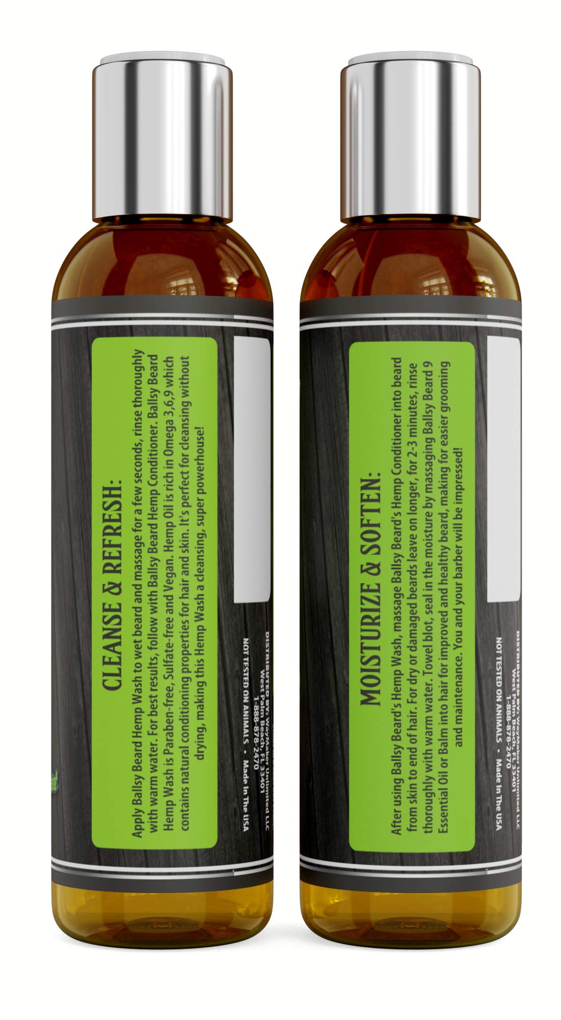 Ballsy Beard Wash Shampoo & Conditioner Set for Men 2 Piece Travel Size Hair Shampoo (Eucalyptus Spearmint, 2 oz)