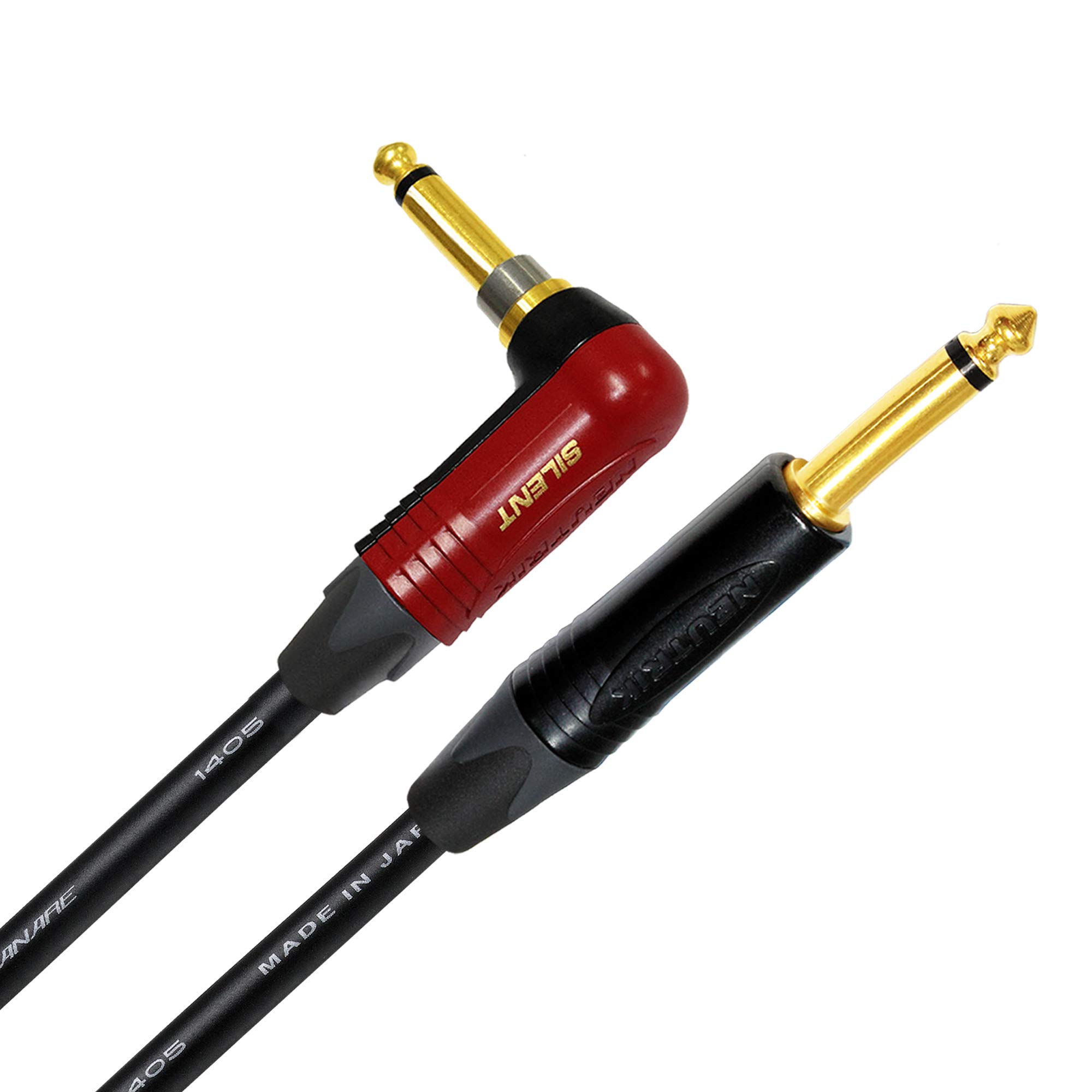 20 Foot – Canare GS-6 - Neutrik Gold Plated Silent Plug - Guitar Bass Instrument Cable - Straight to Angled 1/4 Inch Plugs - CUSTOM MADE By WORLDS BEST CABLES