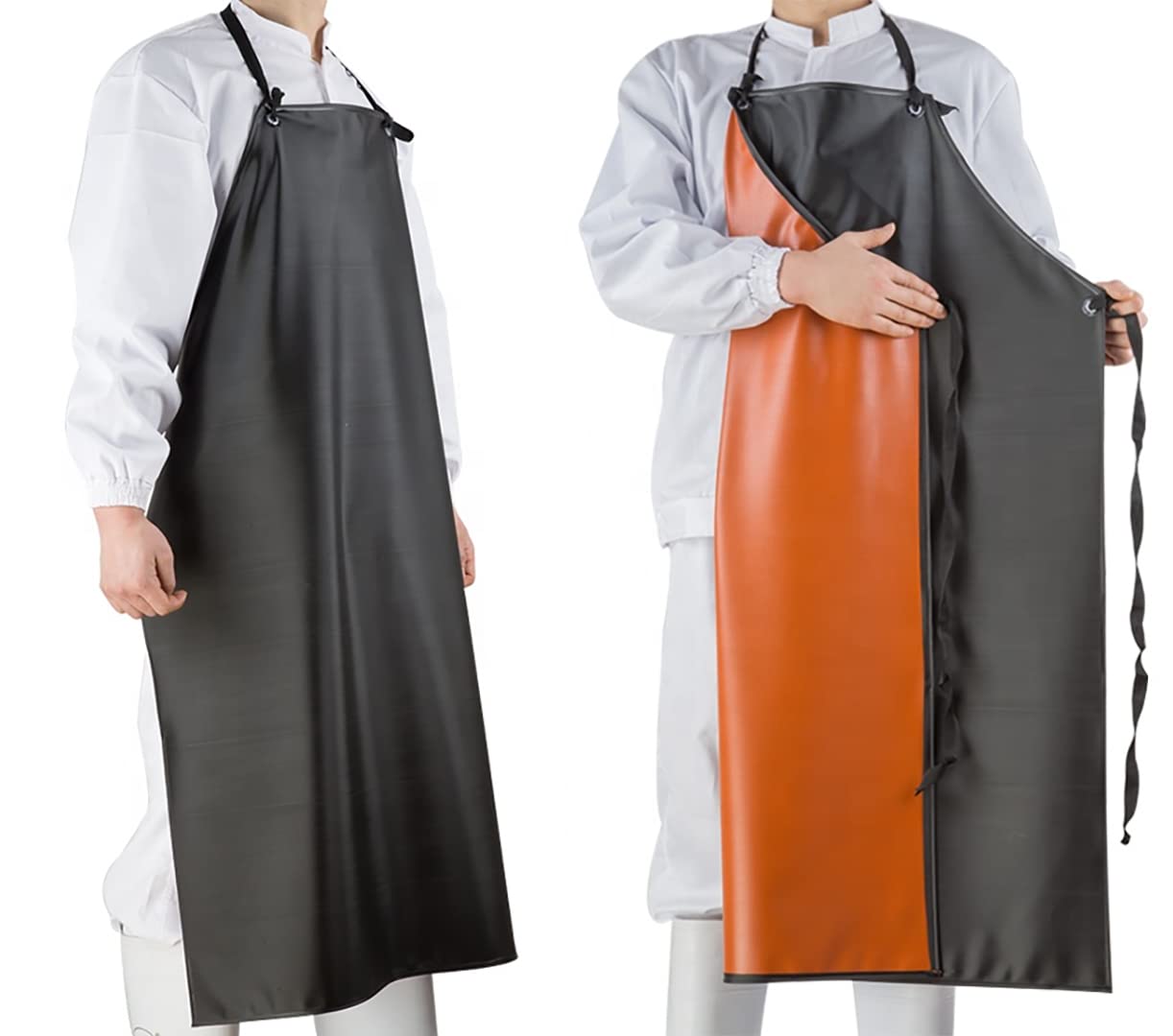 ETBOL Chemical Resistant Vinyl Apron - Black Plus Size Unisex PVC Aprons for Dishwashing,Dog Grooming,Gardening,Fish Cleaning,Lab Work
