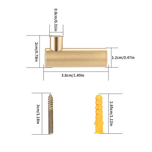 4 Pcs Brass Wall Hooks, Gold Coat Hooks for Wall, Towel Cloth Robe Hangers Hooks Wall Mounted, Brass L-Shaped Heavy Duty Bathroom Kitchen Living Rooms Hat Key Hooks