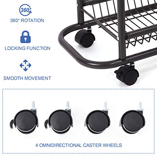 Lucalda Laundry Sorter Cart Movable Bathroom Organizer Gray Laundry Storage Baskets with Heavy Duty Rolling Wheels 3-Tier Storage Shelves with 1 Bag for Clothes