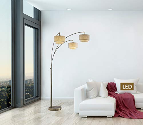 Artiva USA Lumiere III 83" Double Shade LED Arched Floor Lamp with Dimmer