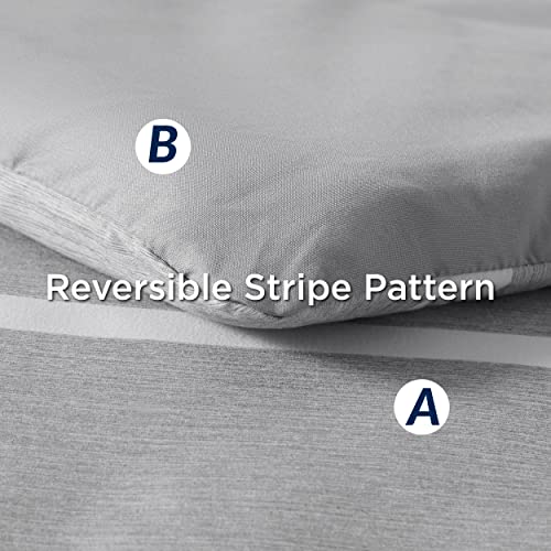 Bedsure Bed in a Bag Full Size 7 Pieces, Gray White Striped Bedding Comforter Sets All Season Bed Set, 2 Pillow Shams, Flat Sheet, Fitted Sheet and 2 Pillowcases