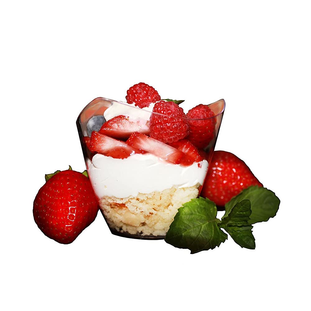 100Pcs/set Dessert Cups Mini Cubes Clear Tasting Sample Glass Containers Elegant Square Plastic Bowls Disposable