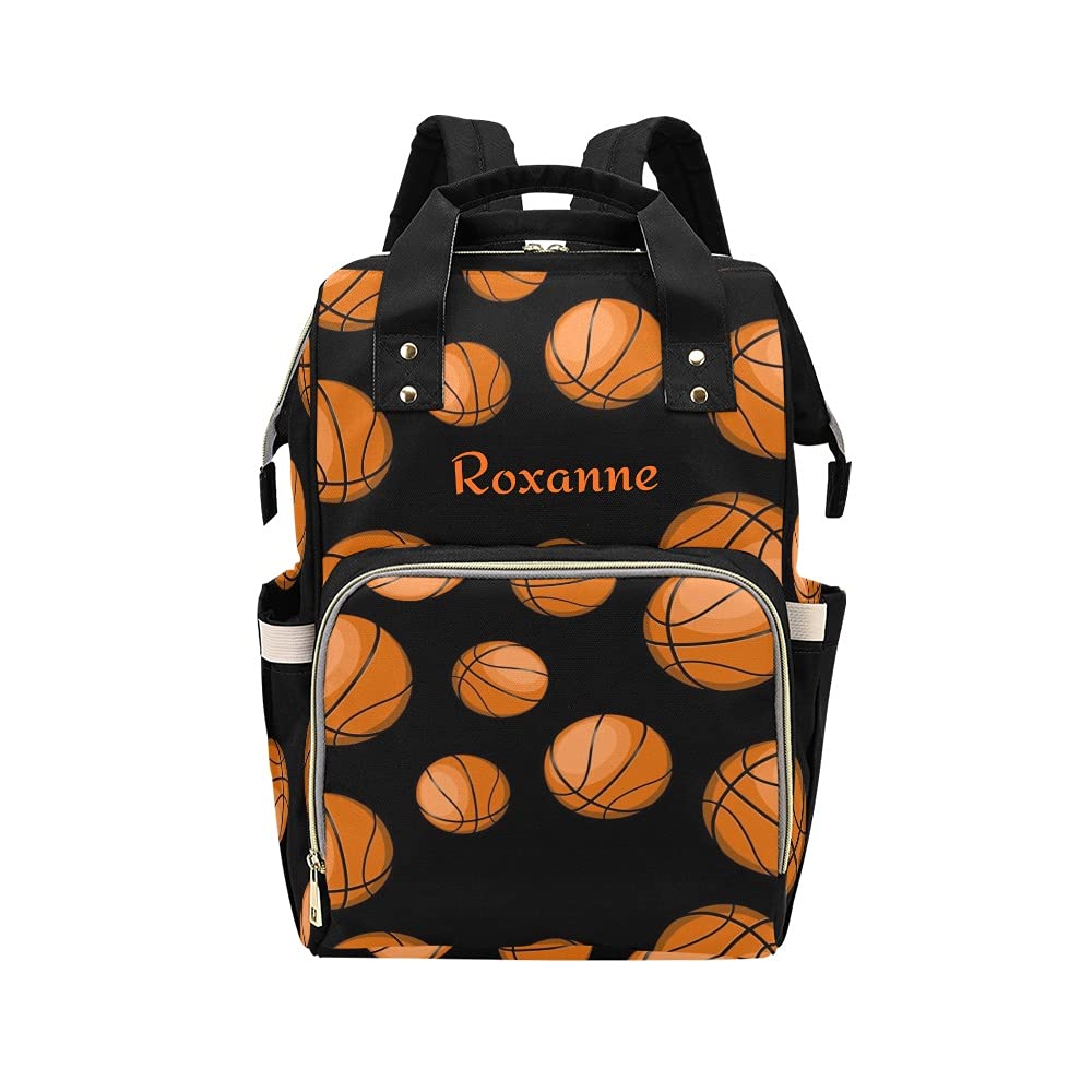 XOZOTY Basketball Diaper Bags Backpack with Name Personalized Nursing Nappy Bag Travel Tote Bag Gifts