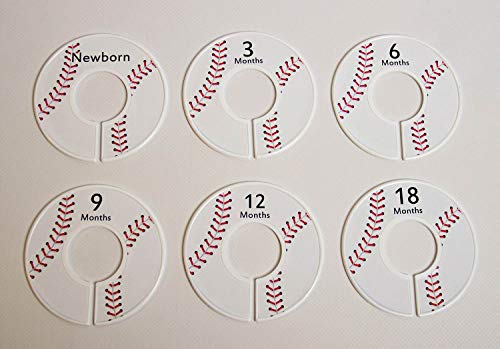 6 Baseball C196 Baby Boy Nursery Clothing Size Closet Dividers (1.25 Inch Rod)