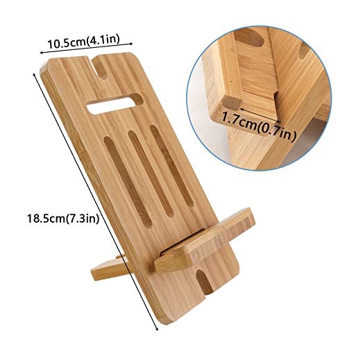 BambuMate Tablet Stand, Adjustable Tablet Holder, Tablet and Phone Holder, Cell Phone Stand Compatible with Smart Phone, Tablet -Natural Bamboo