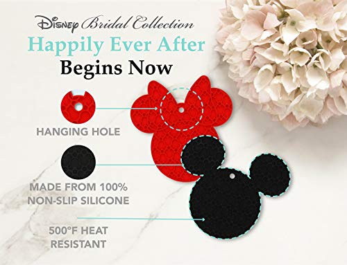 Disney Mickey and Minnie Mouse 100% Silicone Trivets, 2pk - Multipurpose Flexible Kitchen Tools that Serve as Pot Holders, Spoon Rest, Jar Opener, or Heat Resistant Hot Pads up to 500 degrees F