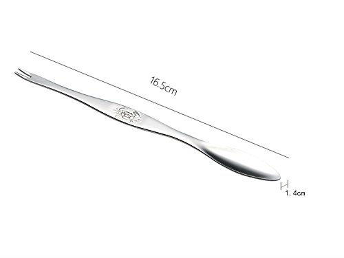 AKOAK 6 Pcs Seafood Tools,Double Headed 304 Stainless Steel Fork and Spoon for Crab and Lobster