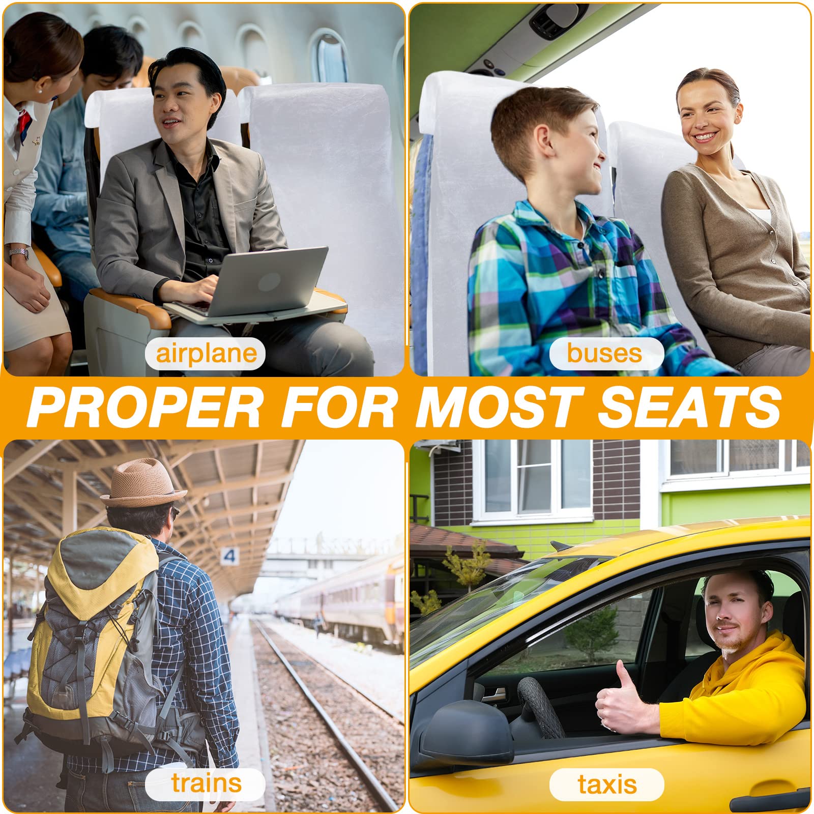 12 Pcs Disposable Airplane Seat Covers Portable Public Protector Covers Individually Wrapped Disposable Chair Cover Safety Non Woven Seat Protector Flight Accessories Travel for Airplane Car Train Bus