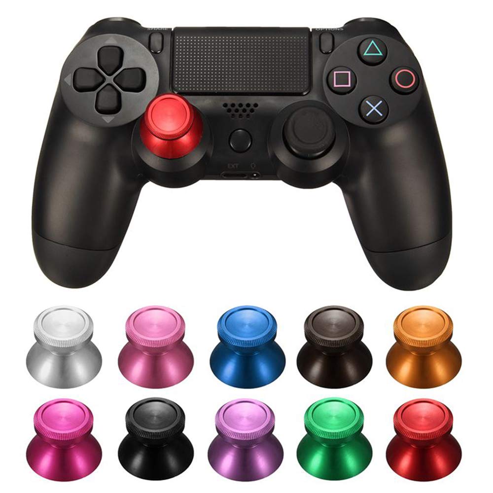 2PCs Replacement Rocker Metal Analog Joystick Thumbstick Mushroom Caps Repair for PS4 PS3 Xbox One (Gold)
