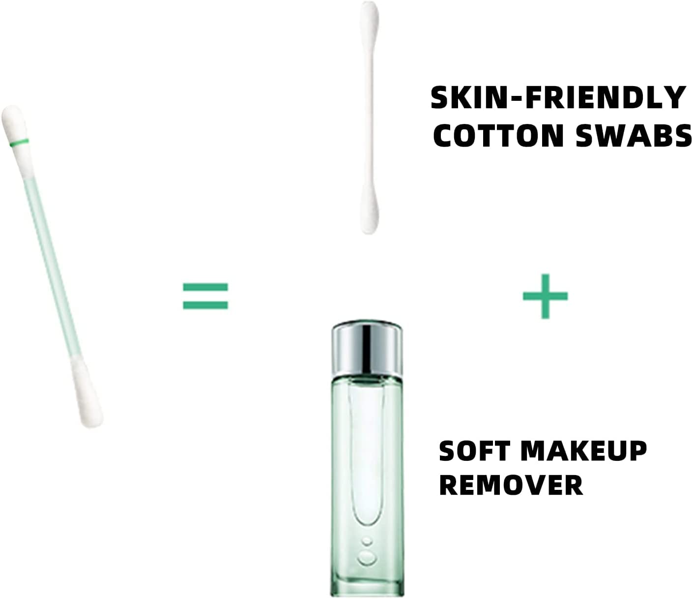 100Pcs Cotton swabs with Makeup Remover Contains Make-up Remover Cotton Swab Round tip Cosmetic Cleaning in one Remove (100PCS)