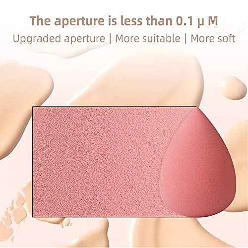 COSTICA 5 Pcs Makeup Sponge Set, Latex Free Beauty Blender, Foundation Blending Beauty Sponge with a Storage Box, Flawless for Liquid, Cream, and Powder(White Pink)