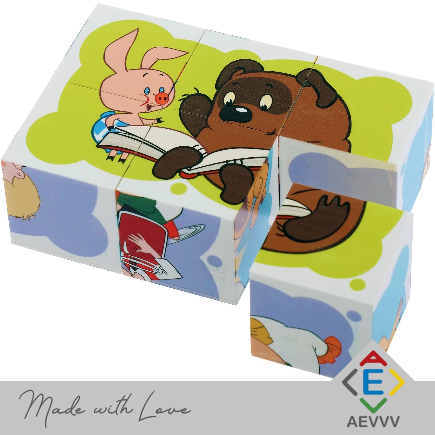 AEVVV Building Blocks Puzzles Russian Soviet Soyuzmultfilm Cartoons - Русские мультики - Cubes for Stacking Learning Puzzles