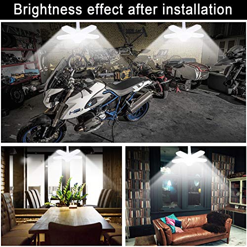 Maxziller LED Garage Lights,100W Deformable Led Garage Ceiling Lighting 11000LM E26/E27 Daylight 6000K Super Bright Garage Light Adjustable Garage Light for Garage,Workbench,Barn,Warehouse