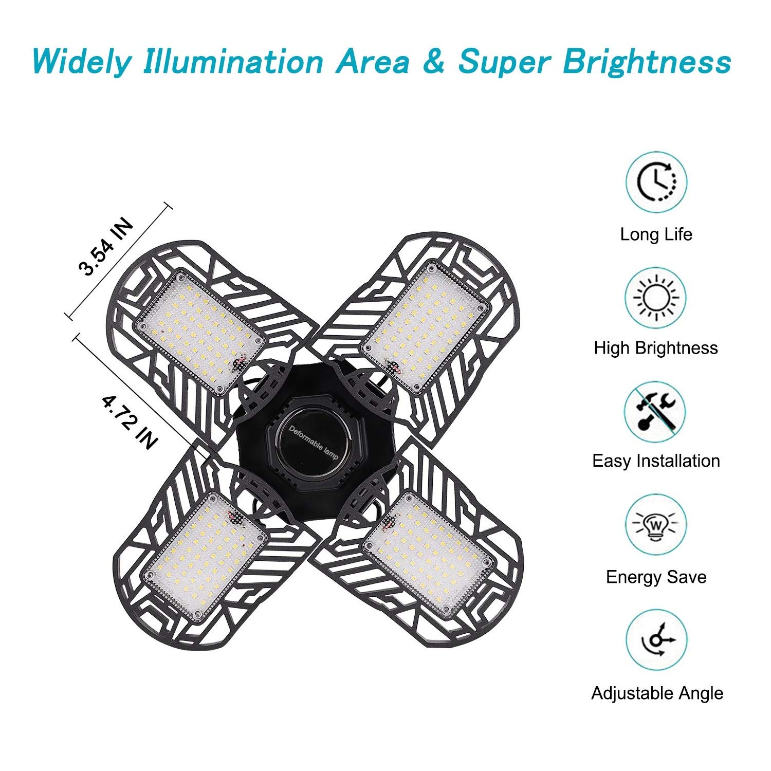 120W 12000LM Deformable LED Garage Light, Ultra-Bright Garage Ceiling Lighting, Tribrite 5000K-6000K Daylight White E26 LED Shop Lights with 3 Adjustable Panels for Warehouse Working Light CRI80+