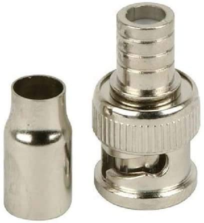 100 Pack Lot - RG59 2pc Coax Coaxial BNC Crimp On Male Connector Plug Ends CCTV