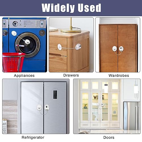 2pcs Refrigerator Lock, Fridge Locks for Kids Self Adhesive No Drilling Refrigerator Door Locks Freezer Lock for Cabinet Window Drawer Appliances