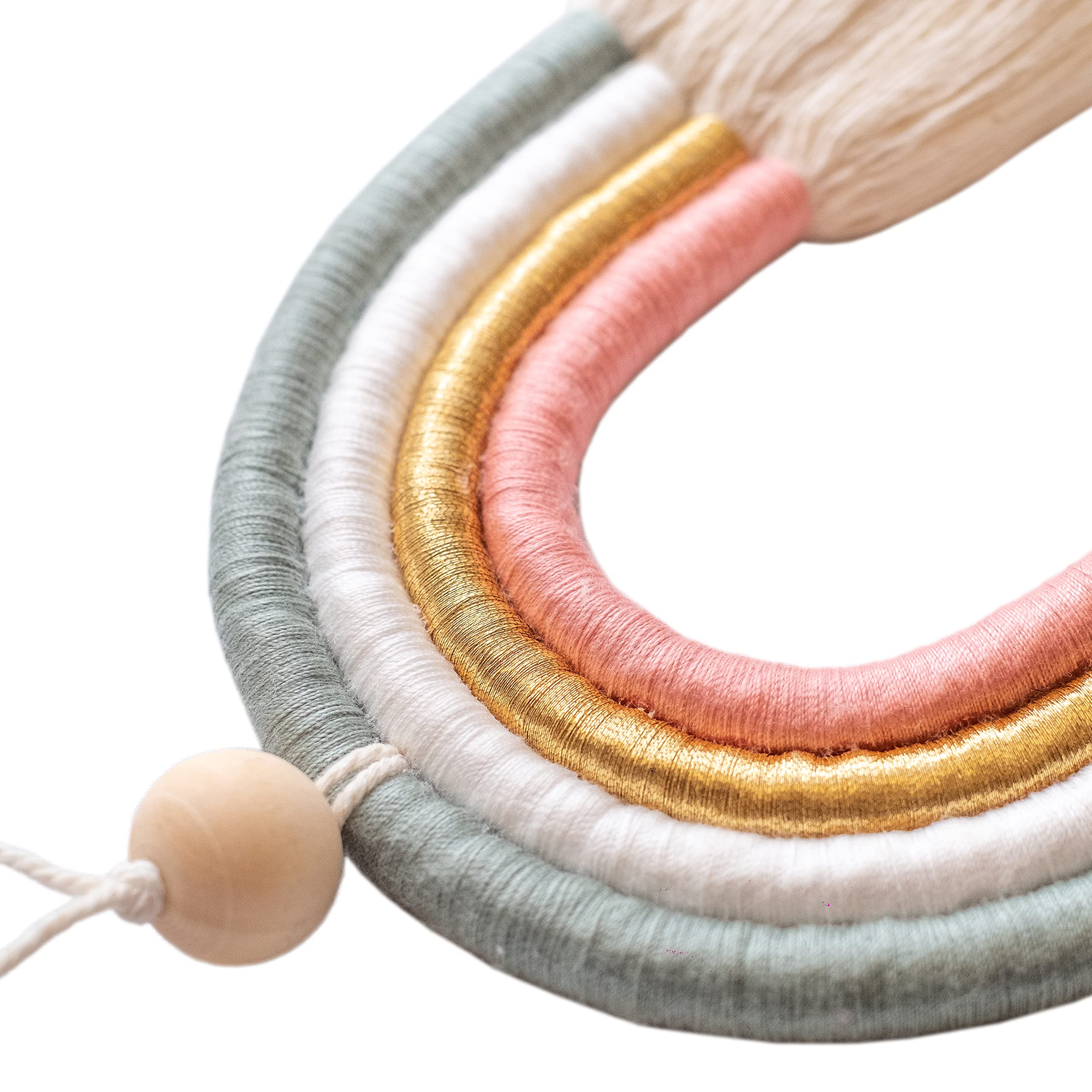 Mila Millie Macrame Wall Hanging | Handmade Woven Tassel Ornament for Home or Nursery Baby Kids Room Decor | Boho Nordic Scandinavian Style (Pink Gold Teal)