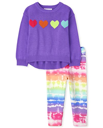 The Children's Place Baby Girls and Toddler Girls Long Sleeve Sweater and Knit Leggings 2-Piece Sets,NEON Fairy Purple,3T