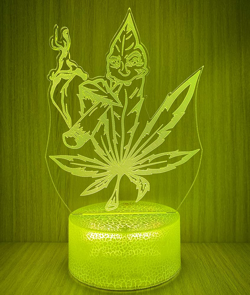 Yooce 420 Leaf 3D LED Table Lamp Night Light Optical Visual Illusion Home Decor Lighting