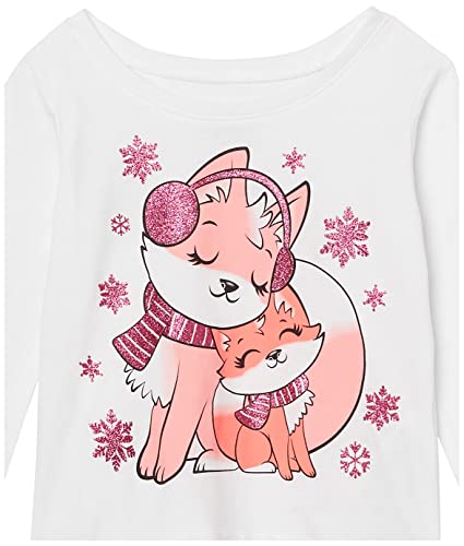 The Children's Place Baby Girls and Toddler Long Sleeve Graphic 2-Pack T-Shirt, Shark/Fox, 18-24 Months US