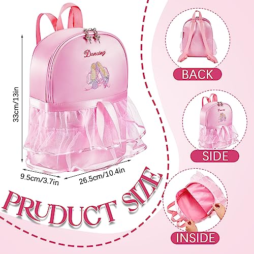 2 PCS Cute Ballet Dance Bag Princess Backpack Shoulder Bag and Tutu Dress Bag for Girls (Pink)