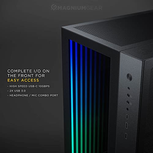 MagniumGear (MG-NE620QI_DBK02) NEO Qube 2 IM, Dual Chamber ATX Mid-Tower, Digital-RGB Infinity Mirror Front Panel, Front I/O USB Type C, Tempered Glass Panels, Black