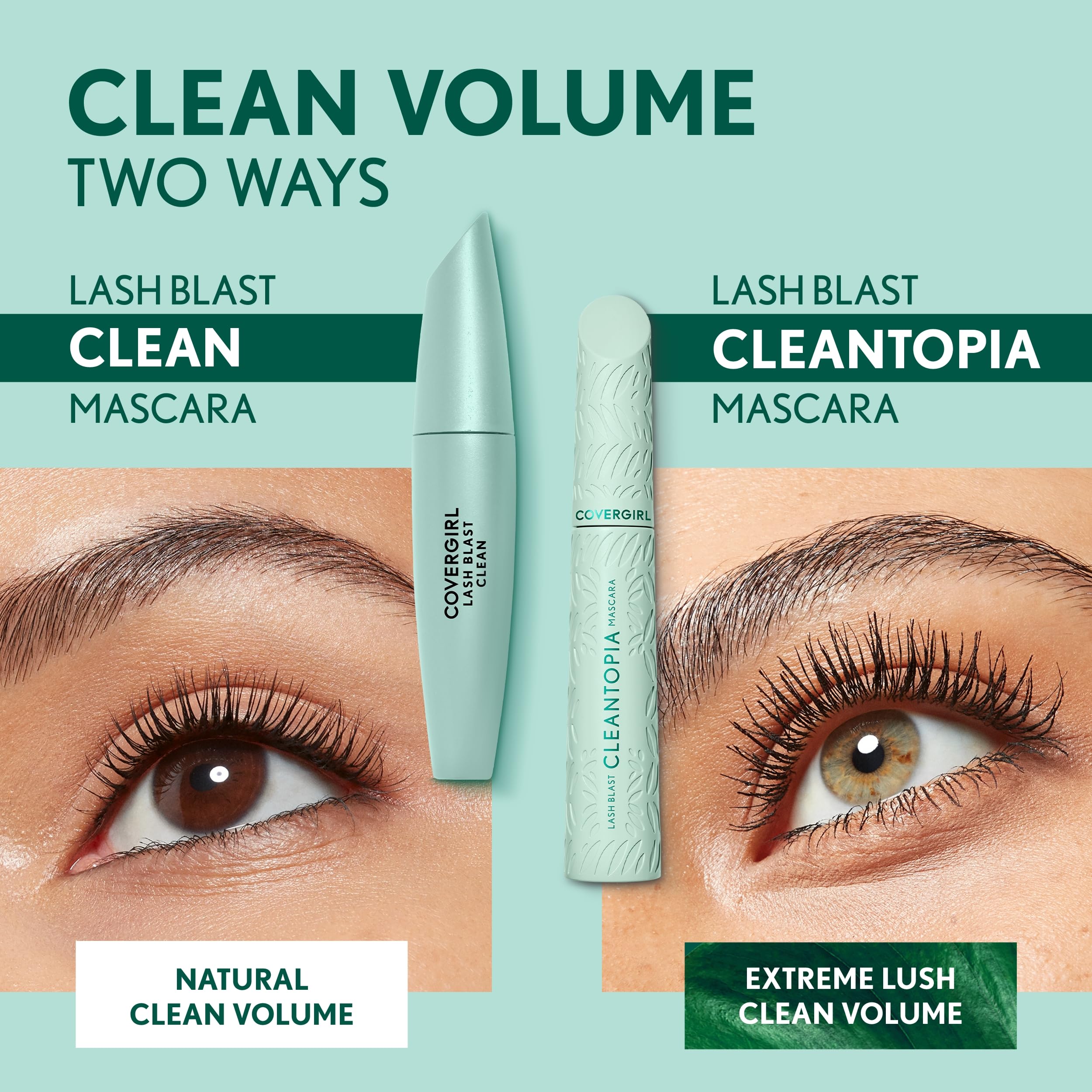 CoverGirl Lash Blast Clean Volume Waterproof Mascara, Vegan Formula, Volumizing, Smudge-Proof, Cruelty Free, Very Black, 1 Count